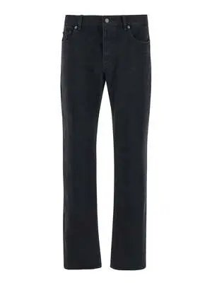 Saint Laurent Black Denim Slim Fit Jeans With Logo Patch - Multicolor