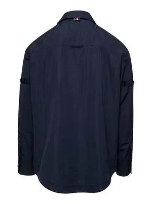 Thom Browne Oversized Blue Shirt With Patch Pockets In Polyamide Blend - Multicolor