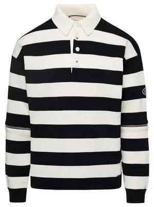 Gucci Striped Black And White Knit Polo With Detachable Sleeves In Cotton - Multicolor