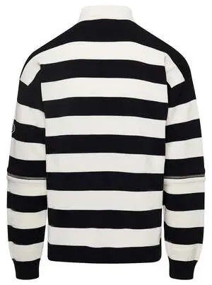 Gucci Striped Black And White Knit Polo With Detachable Sleeves In Cotton - Multicolor