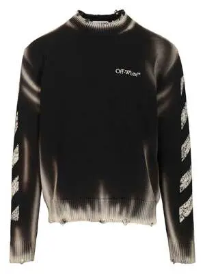 Off-White Diag Ar Corrosion Knit Sweater - Black