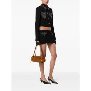 Versace Suede Textured Shoulder Bag