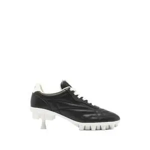 Mihara Yasuhiro Quilted Lace-up Kitten Heel Trainers