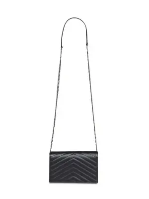 Saint Laurent Black Cassandre Envelope Chain Wallet - Multicolor