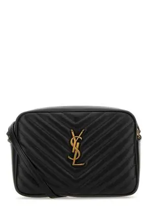 Saint Laurent Quilted Leather Camera Bag With Gold Tone Logo - Black