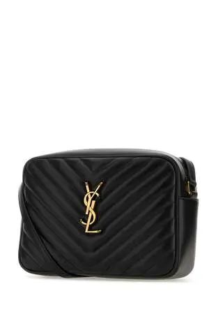 Saint Laurent Quilted Leather Camera Bag With Gold Tone Logo - Black