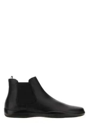 Prada Leather Ankle Boots - Black