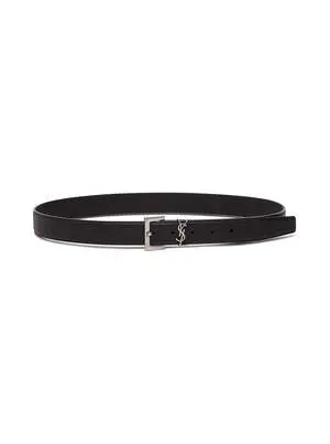 Saint Laurent Leather Belt With Logo Buckle - Black