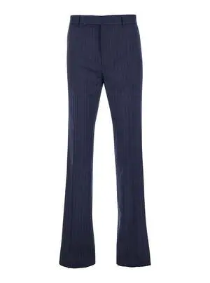 Givenchy Blue Wool Flared High-waisted Pinstripe Pants - Multicolor