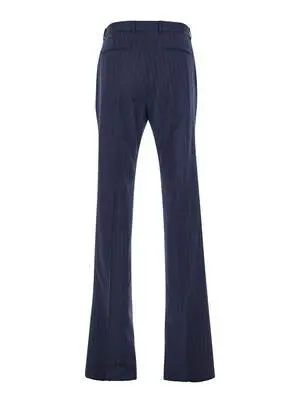 Givenchy Blue Wool Flared High-waisted Pinstripe Pants - Multicolor