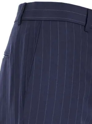 Givenchy Blue Wool Flared High-waisted Pinstripe Pants - Multicolor