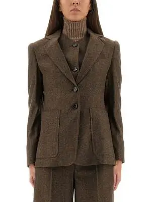 Max Mara Fitted Virgin Wool Jacket - Brown