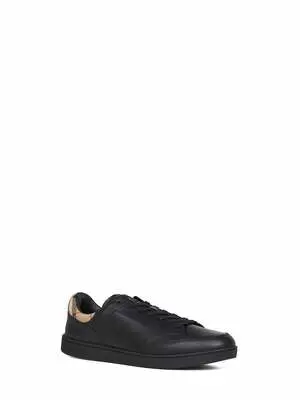 Burberry Calf Leather Lace Up Sneakers With Equestrian Knight Design - Multicolor