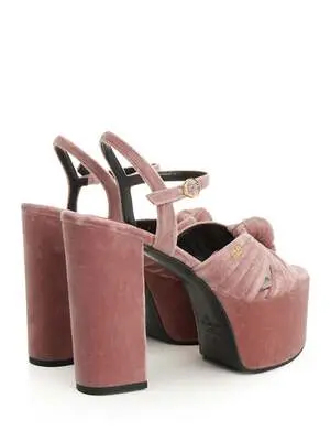 Valentino Garavani Velvet Crasher Platform Sandal With Antique Brass Vlogo Detail