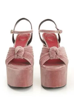 Valentino Garavani Velvet Crasher Platform Sandal With Antique Brass Vlogo Detail