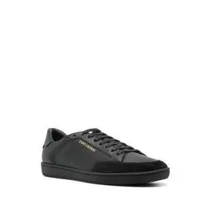 Saint Laurent Leather And Suede Perforated Low Top Sneakers
