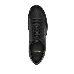 Saint Laurent Leather And Suede Perforated Low Top Sneakers