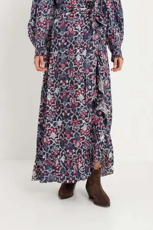 Isabel Marant Étoile Floral Print Linen Wrap Maxi Skirt