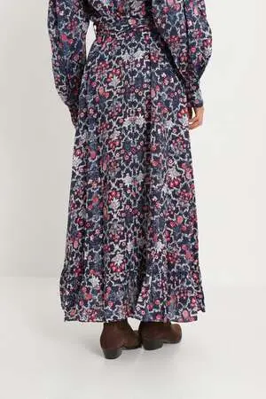 Isabel Marant Étoile Floral Print Linen Wrap Maxi Skirt