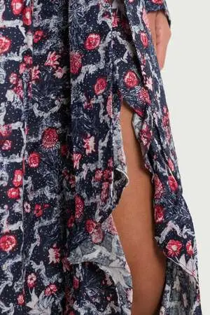 Isabel Marant Étoile Floral Print Linen Wrap Maxi Skirt