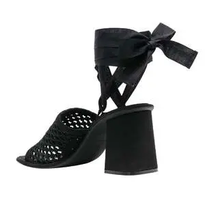 Miu Miu Macrame Lace-up Sandals With 8cm Heel Made In Italy