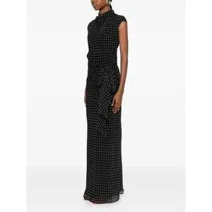 ROTATE BY BIRGER CHRISTENSEN High Neck Sleeveless Polka Dot Maxi Dress