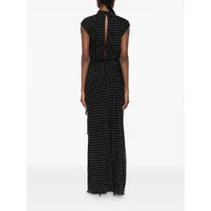 ROTATE BY BIRGER CHRISTENSEN High Neck Sleeveless Polka Dot Maxi Dress