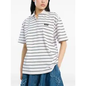 ROTATE BY BIRGER CHRISTENSEN Striped Polo Shirt With Logo Patch