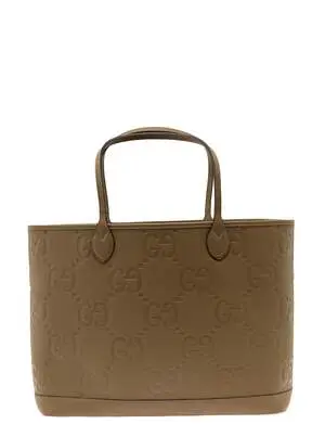 Gucci Leather Tote Bag With All-over Gg Jumbo Motif