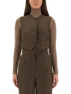 Max Mara Virgin Wool Vest - Brown