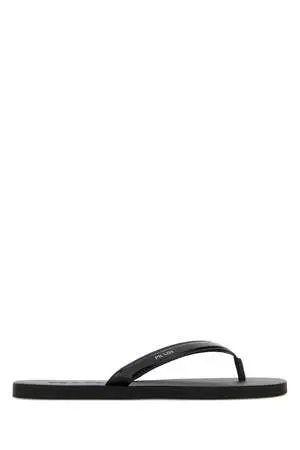 Prada Leather Thong Slippers - Black