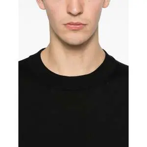 Balmain Logo Detail Silk Blend Crew Neck Long Sleeve T-shirt - Black