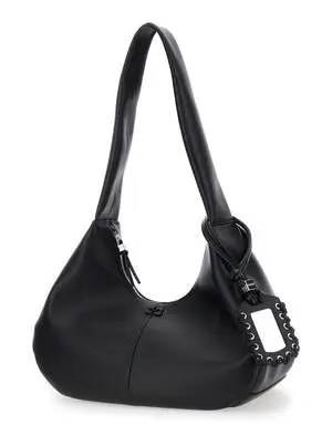 GANNI Bou Bag Hobo" Medium Shoulder Bag With Removable Leather Logo Patch