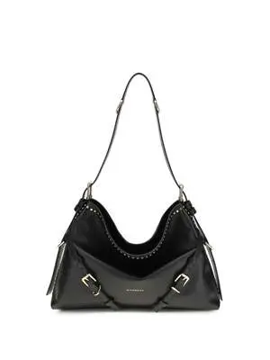Givenchy Large Voyou Shoulder Bag In Shiny Leather - Black