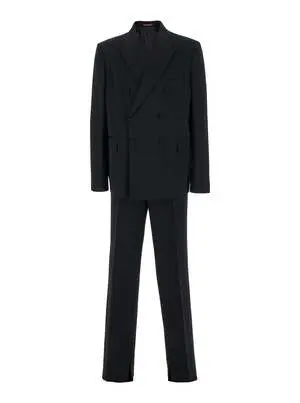 Gucci Black Double-breasted Suit With G Detail In Wool - Multicolor