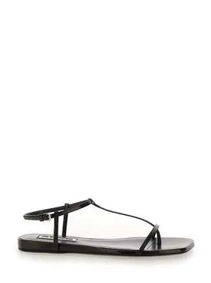 JIL SANDER Leather Sandals With Ankle Buckle - Multicolor
