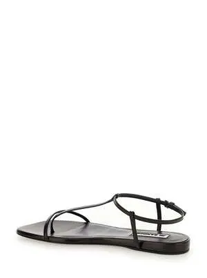 JIL SANDER Leather Sandals With Ankle Buckle - Multicolor