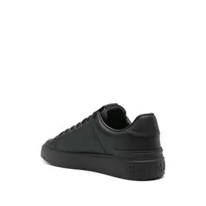 Balmain Calf Leather Lace-up Low-top Sneakers - Black