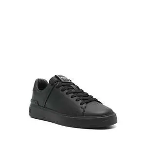 Balmain Calf Leather Lace-up Low-top Sneakers - Black