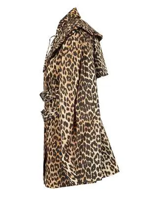 GANNI Short Animal Print Trench Coat - Multicolor