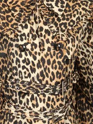 GANNI Short Animal Print Trench Coat - Multicolor