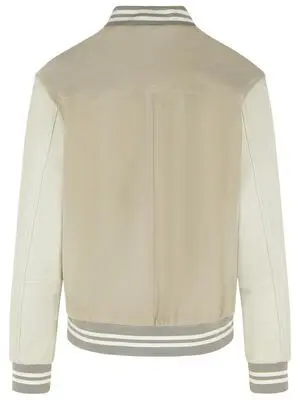 Eleventy Grey Sheepskin And Leather Bomber Jacket