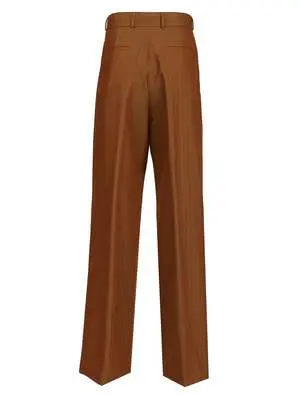 Dries Van Noten Striped Wool Blend Wide-leg Trousers With Belt