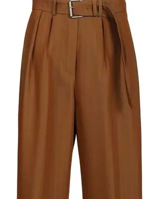Dries Van Noten Striped Wool Blend Wide-leg Trousers With Belt
