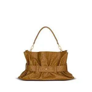 Balmain Shoulder Bag With Gold-tone Hardware And Buckle Detail - Brown