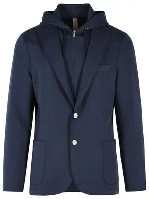 Eleventy Cotton Blend Hooded Blazer - Blue