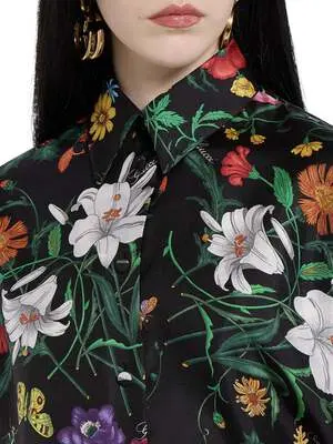 Gucci Printed Silk Twill Shirt - Black