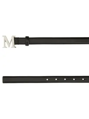 Max Mara Leather Belt With Logo Buckle - Black