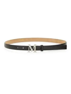 Max Mara Leather Belt With Logo Buckle - Black