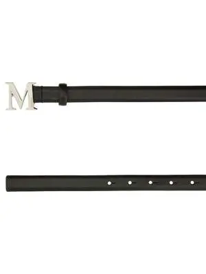 Max Mara Leather Belt With Logo Buckle - Black